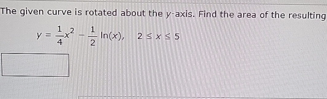 Solved The given curve is rotated about the y-axis. Find the | Chegg.com
