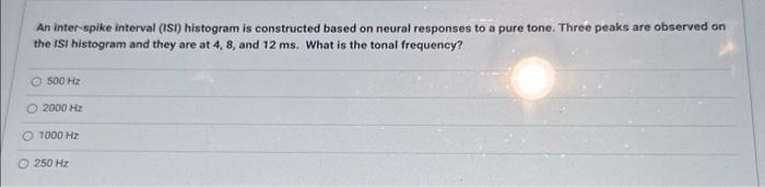 Solved An inter-spike interval (ISI) histogram is | Chegg.com