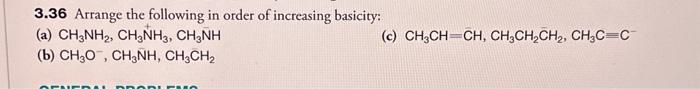 3.36 Arrange the following in order of increasing | Chegg.com