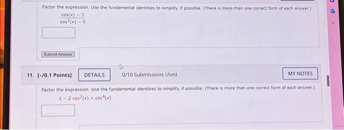 Solved sec(θ)tan(θ)cot(θ) -/0.1 Points] 0/10 Submissions | Chegg.com