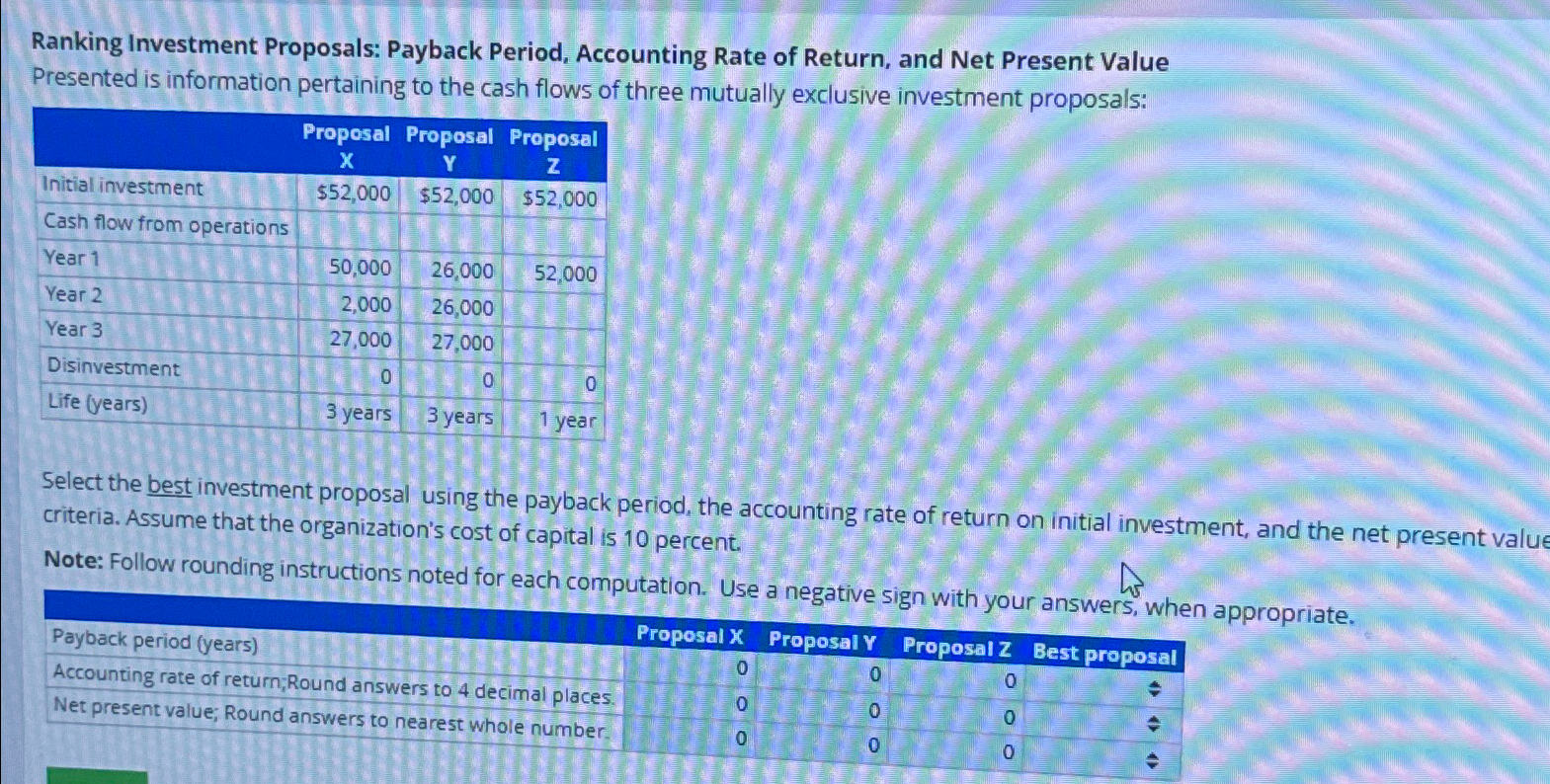 Solved Ranking Investment Proposals: Payback Period, | Chegg.com