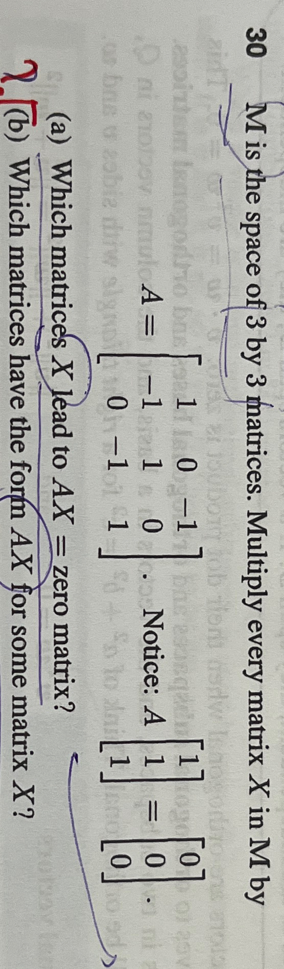 Solved 30M ﻿is the space of 3 ﻿by 3 ﻿matrices. Multiply | Chegg.com