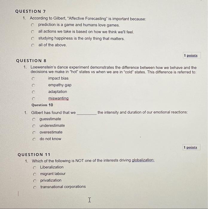 Solved QUESTION 7 1. According to Gilbert, "Affective | Chegg.com