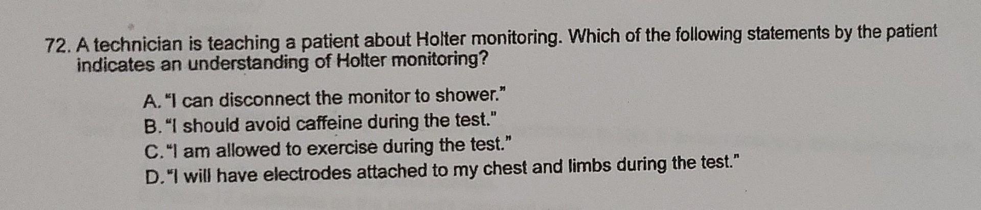 Solved 63. Continuous cardiac monitoring typically uses | Chegg.com