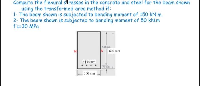 Solved Compute the flexural suresses in the concrete and | Chegg.com