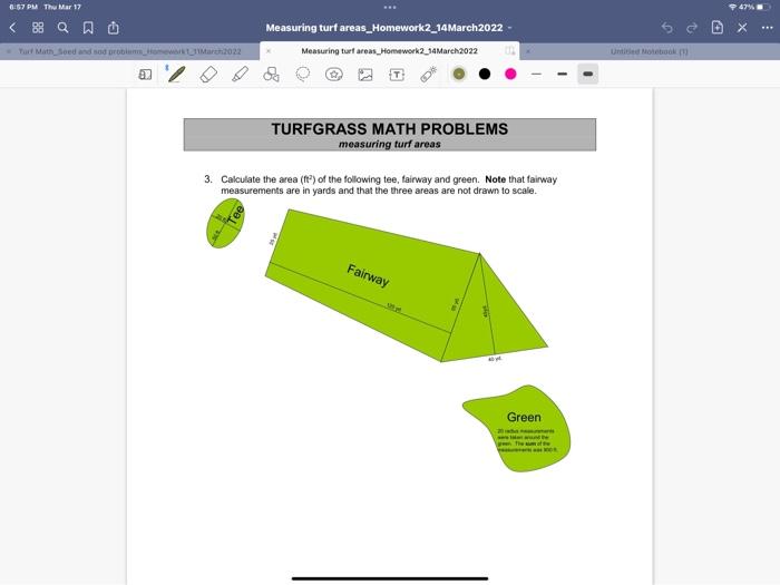 6:57 PM Thu Mar 17 47% 6Dx Measuring turf | Chegg.com