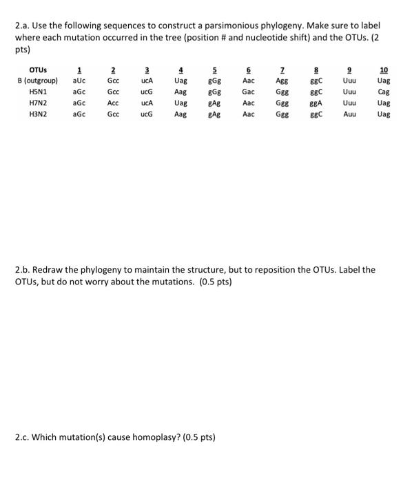 Solved 2.a. Use the following sequences to construct a | Chegg.com