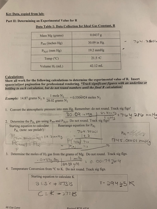 Solved Key Data, copied from lab: Part II: Determining an | Chegg.com