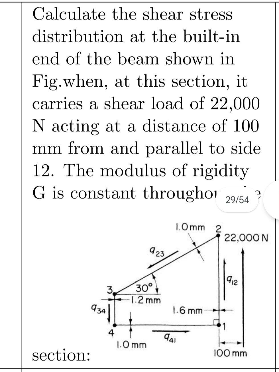 Solved Calculate the shear stressdistribution at the | Chegg.com