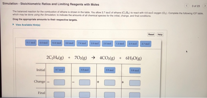 Solved Simulation - Stoichiometric Ratios and Limiting | Chegg.com