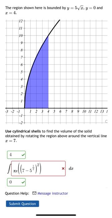 Solved #9 The region shown here is bounded by y = 5√x, y = 0 | Chegg.com
