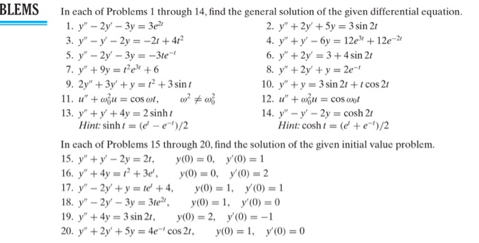 Solved BLEMS In each of Problems 1 through 14, find the | Chegg.com