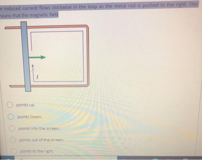 Solved n induced current flows clockwise in the loop as the | Chegg.com