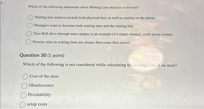 Solved Which of the following statements about Waiting Line | Chegg.com