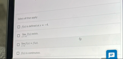 Select all that apply:f(x) ﻿is defined at | Chegg.com