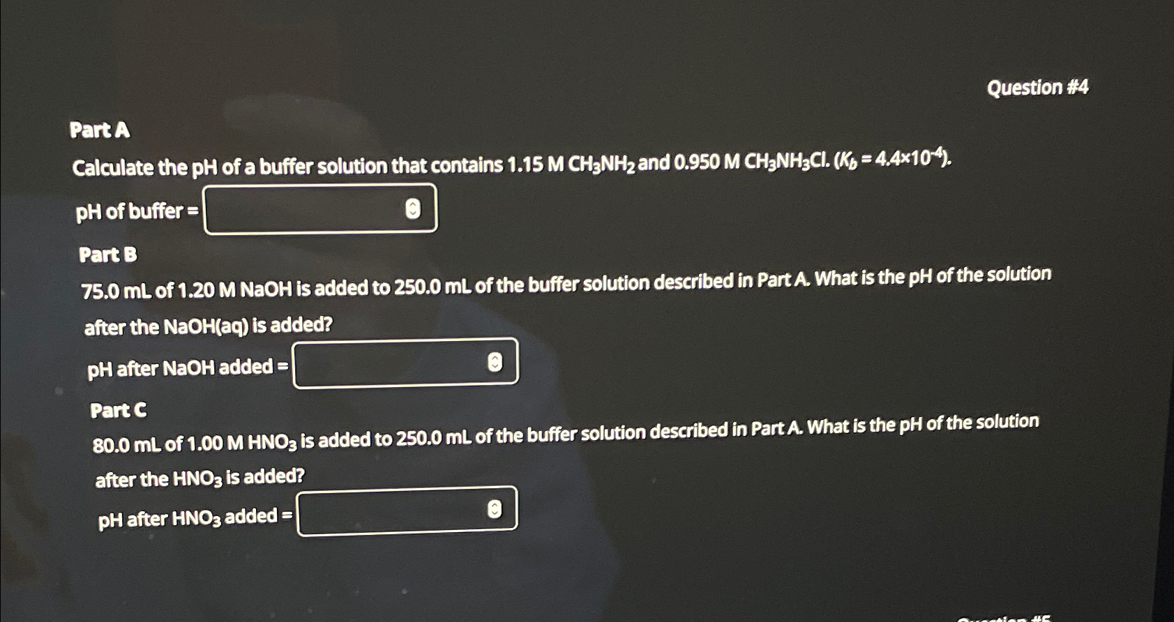 Solved Question : 4Part ACalculate the pH of a buffer | Chegg.com