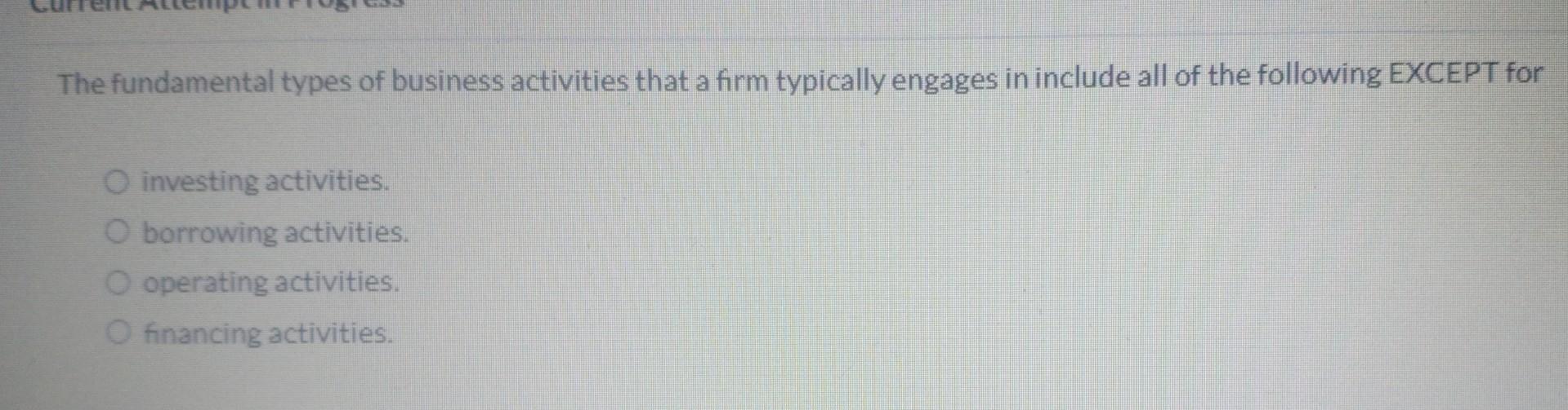 Solved Which of the following is an example of an operating | Chegg.com