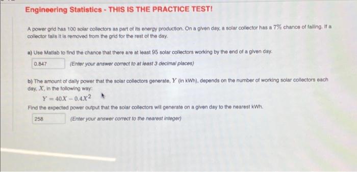 Solved Engineering Statistics - THIS IS THE PRACTICE TEST! A | Chegg.com