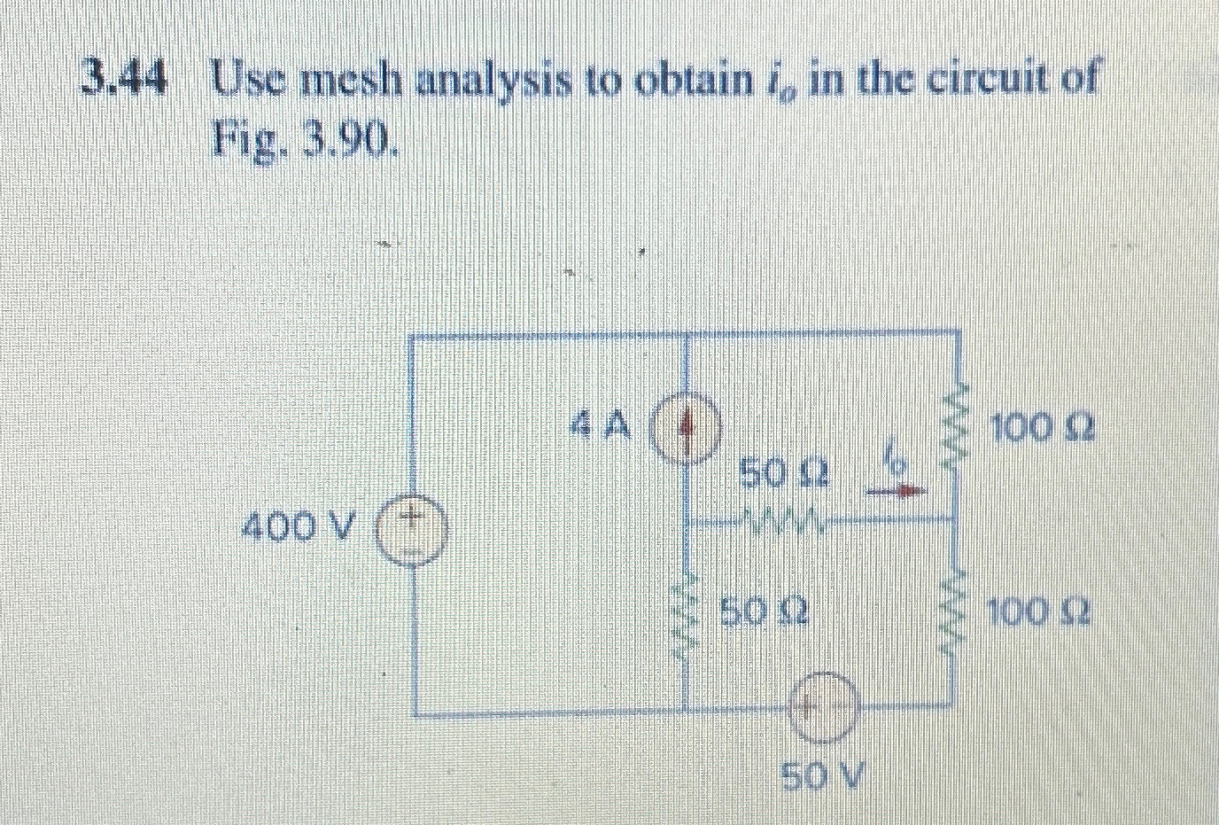 Solved 3.44 ﻿Use mesh analysis to obtain io ﻿in the circuit | Chegg.com