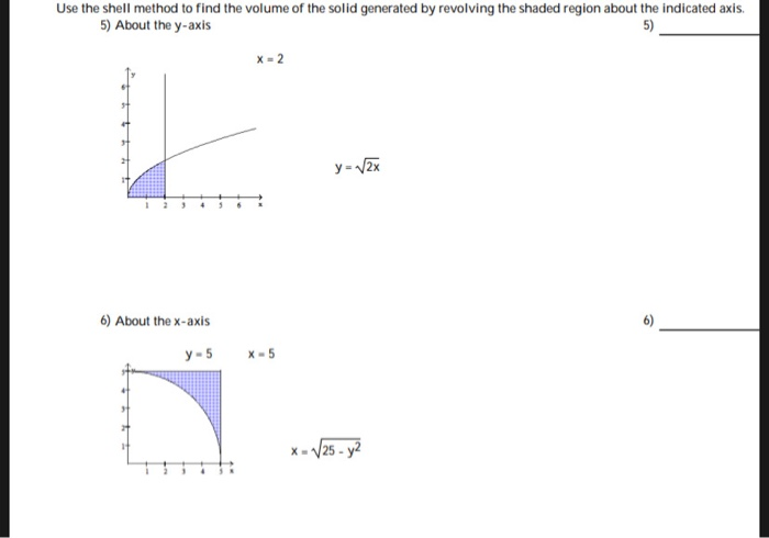 Solved Use the shell method to find the volume of the solid | Chegg.com