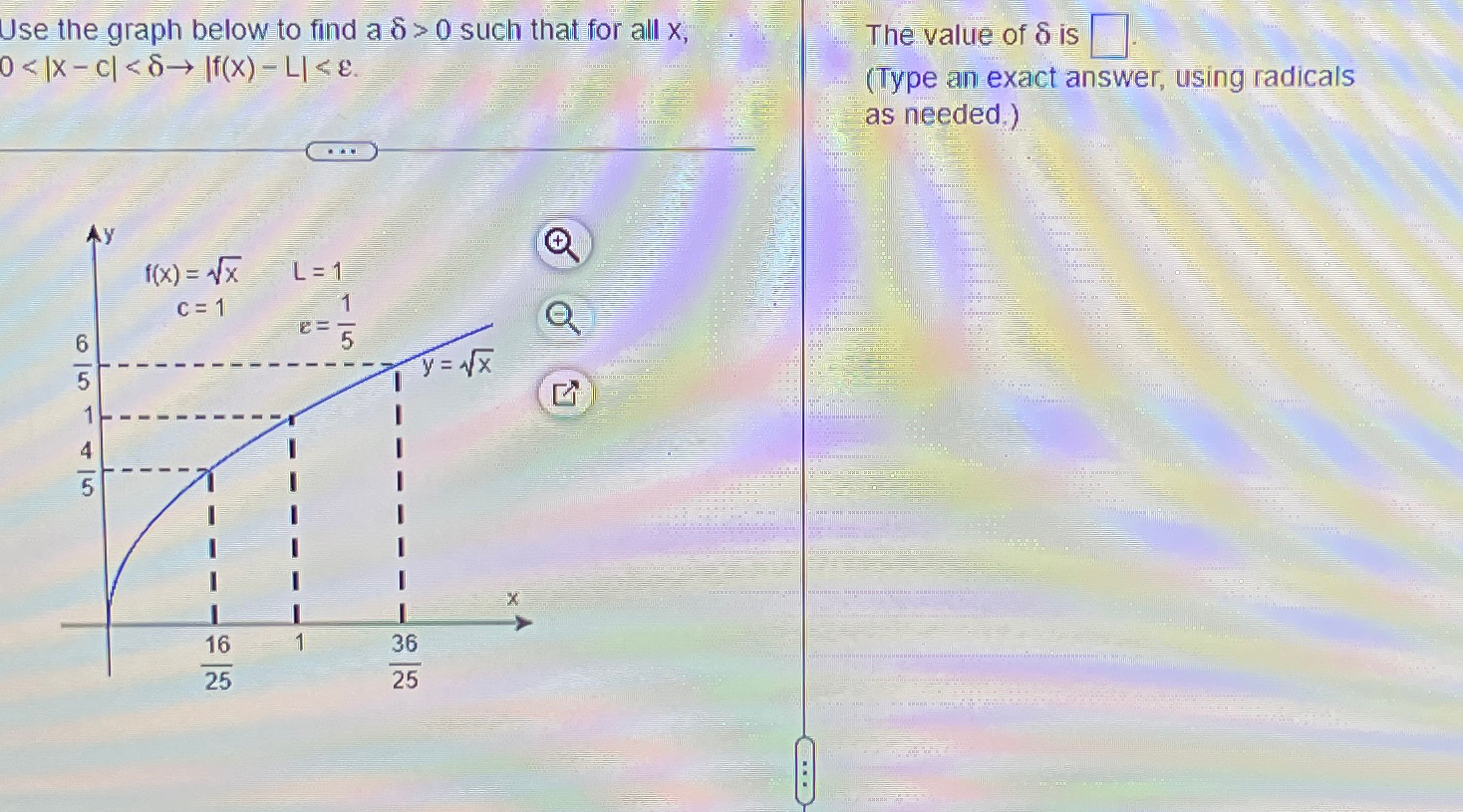 Solved Use the graph below to find a δ>0 ﻿such that for all | Chegg.com