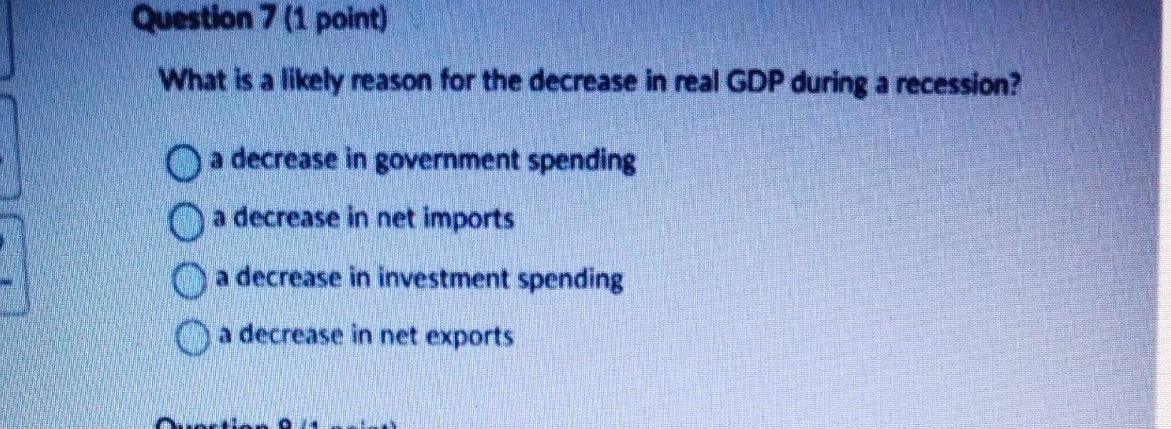 Solved What is a likely reason for the decrease in real GDP | Chegg.com