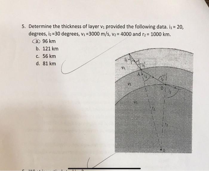 Solved 5. Determine the thickness of layer v1 provided the | Chegg.com
