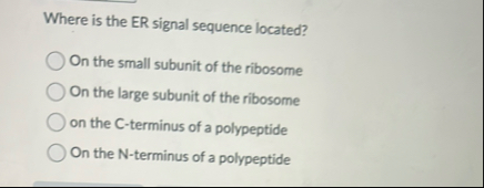 Solved Where is the ER signal sequence located?On the small | Chegg.com
