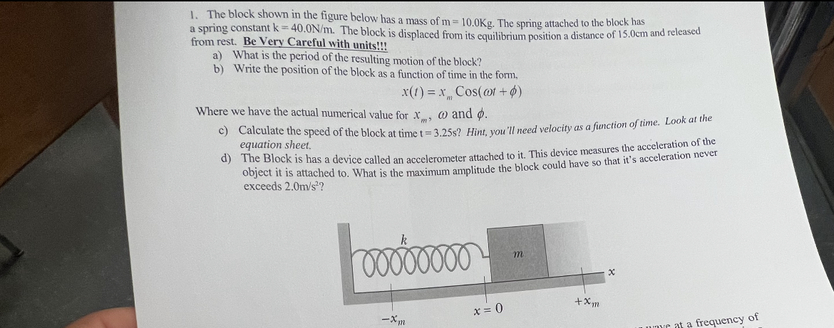 Solved The block shown in the figure below has a mass of | Chegg.com