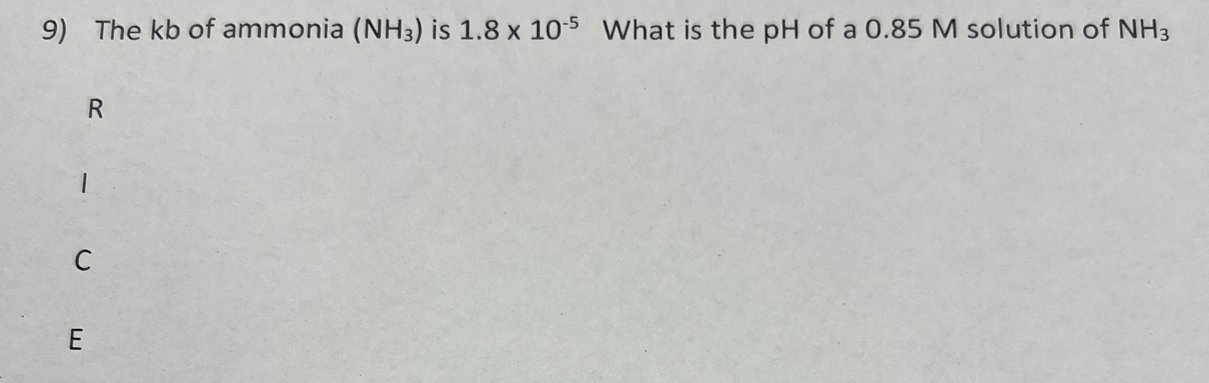 Solved The kb of ammonia (NH3) ﻿is 1.8×10-5 ﻿What is the pH | Chegg.com