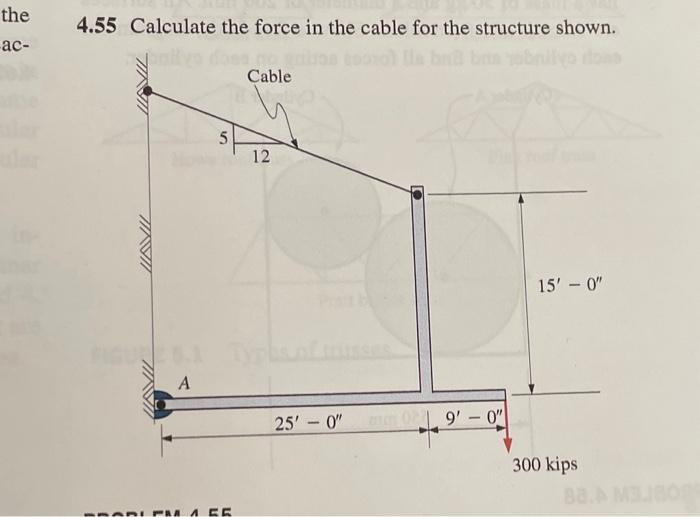 Solved 55 Calculate the force in the cable for the structure | Chegg.com