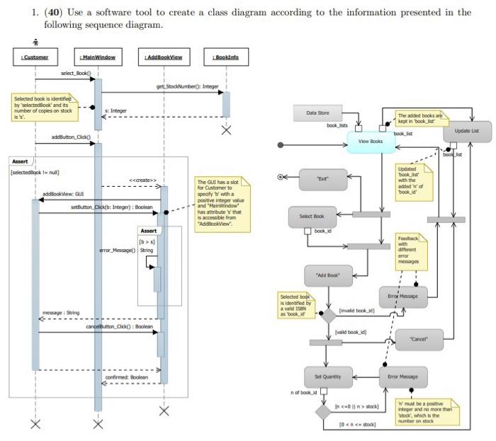 Solved 1. (40) Use a software tool to create a class diagram | Chegg.com