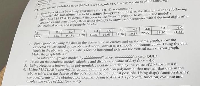 Solved Name At Write And Run A Matlab Script M File 7884