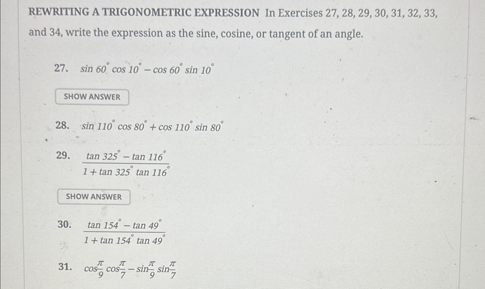 Solved REWRITING A TRIGONOMETRIC EXPRESSION In Exercises | Chegg.com