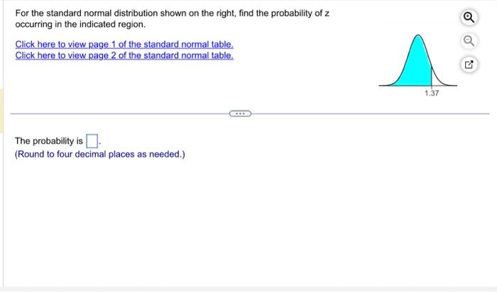 Solved For the standard normal distribution shown on the | Chegg.com