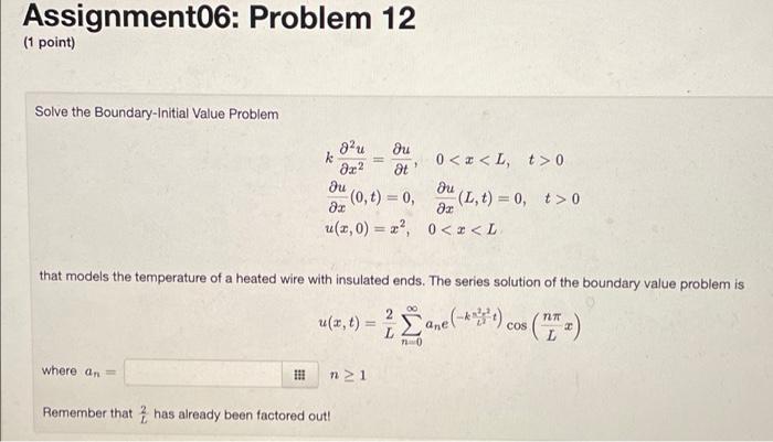 Solved Assignment06: Problem 12 (1 point) Solve the | Chegg.com
