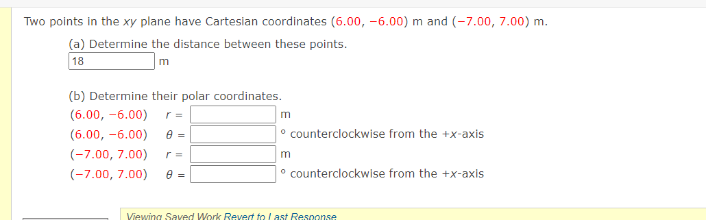 Solved Two points in the xy plane have Cartesian coordinates | Chegg.com
