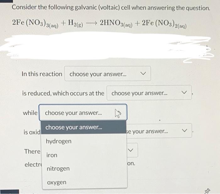 Solved Consider the following galvanic (voltaic) cell when | Chegg.com