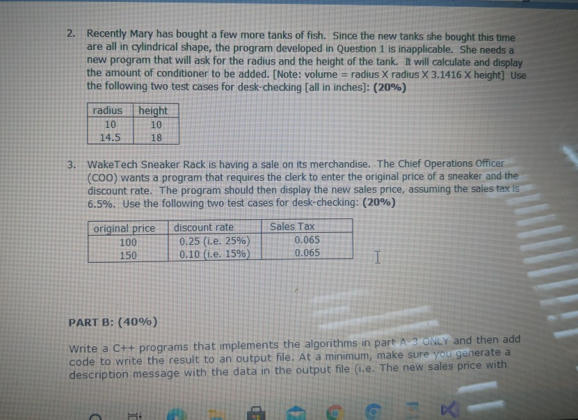 Solved Design A Program To Solve The Following Problems For Chegg