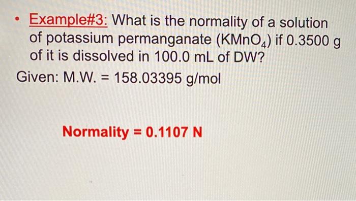 Solved What is the normality of a solution of potassium | Chegg.com