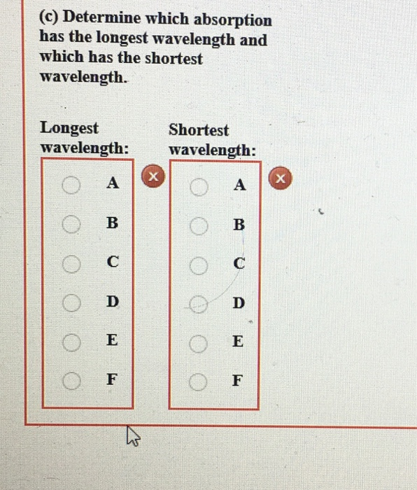 Solved (c) Determine which absorption has the longest | Chegg.com
