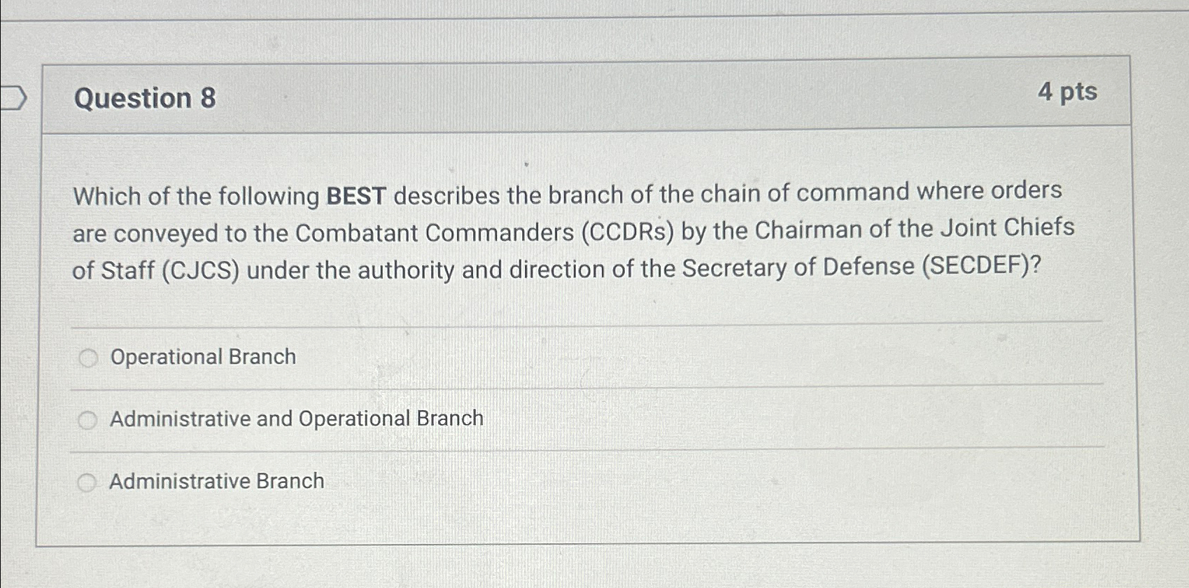 Solved Question 84ptsWhich of the following BEST describes | Chegg.com