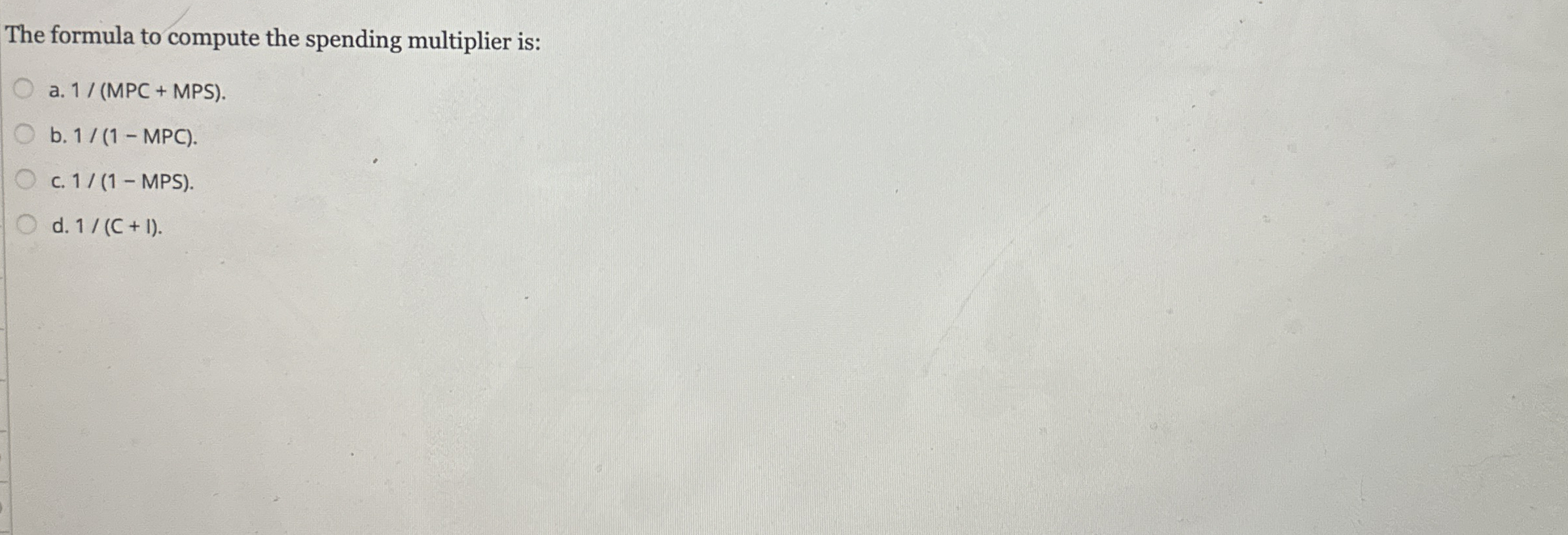 Solved The formula to compute the spending multiplier | Chegg.com