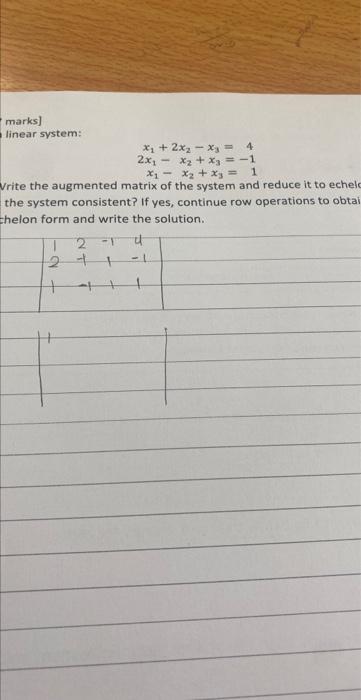 Solved marks] linear system: | Chegg.com
