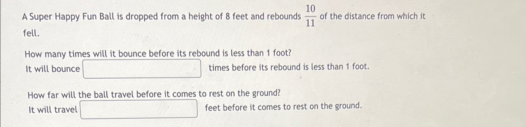 Solved A Super Happy Fun Ball is dropped from a height of 8 | Chegg.com
