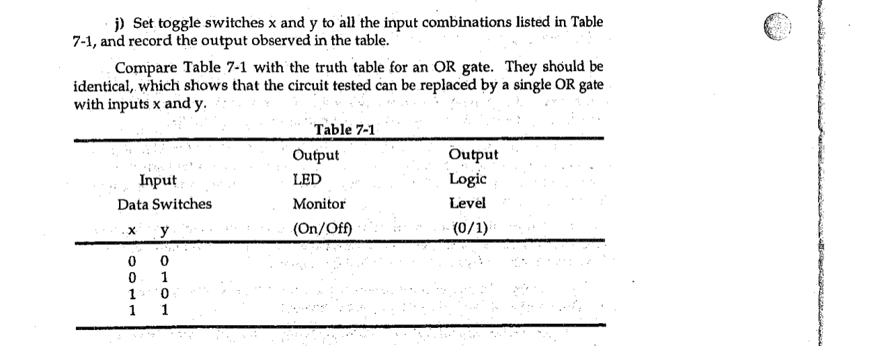 Solved j) ﻿Set toggle switches x ﻿and y ﻿to all the input | Chegg.com