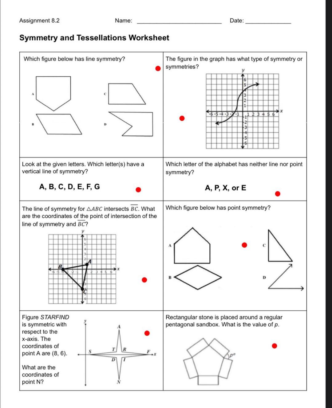 Solved Assignment 8.2 Name: Date: Symmetry and Tessellations | Chegg.com