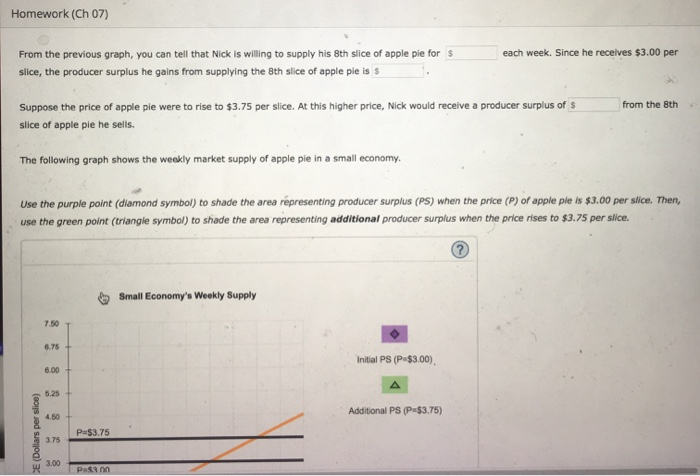 Solved Homework (Ch 07) 7. Producer surplus for an | Chegg.com