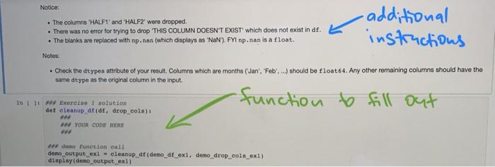 Solved complete the function cleanup_df(df, drop_cols) to | Chegg.com