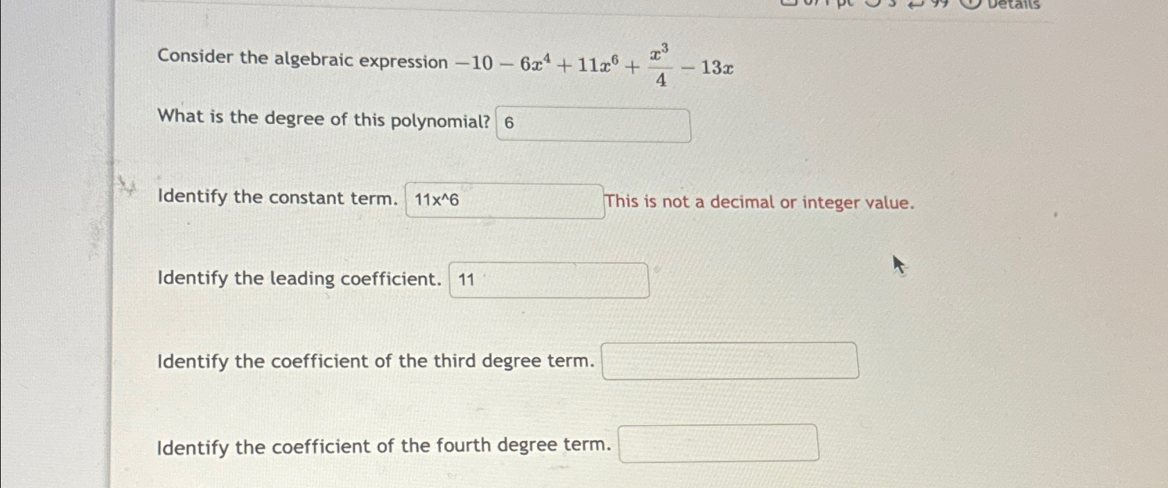 Solved Consider the algebraic expression | Chegg.com